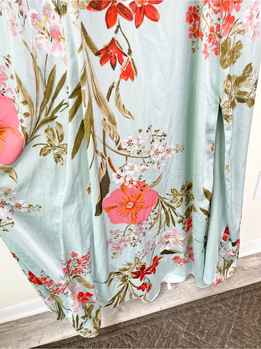 Lulus | Dresses | Lulus Still The One Sage Green Floral Print Satin ...